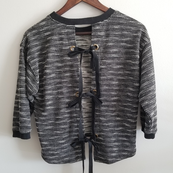 Storia | Tops | Storia Striped Emo Tie Back Crop Top | Poshmark